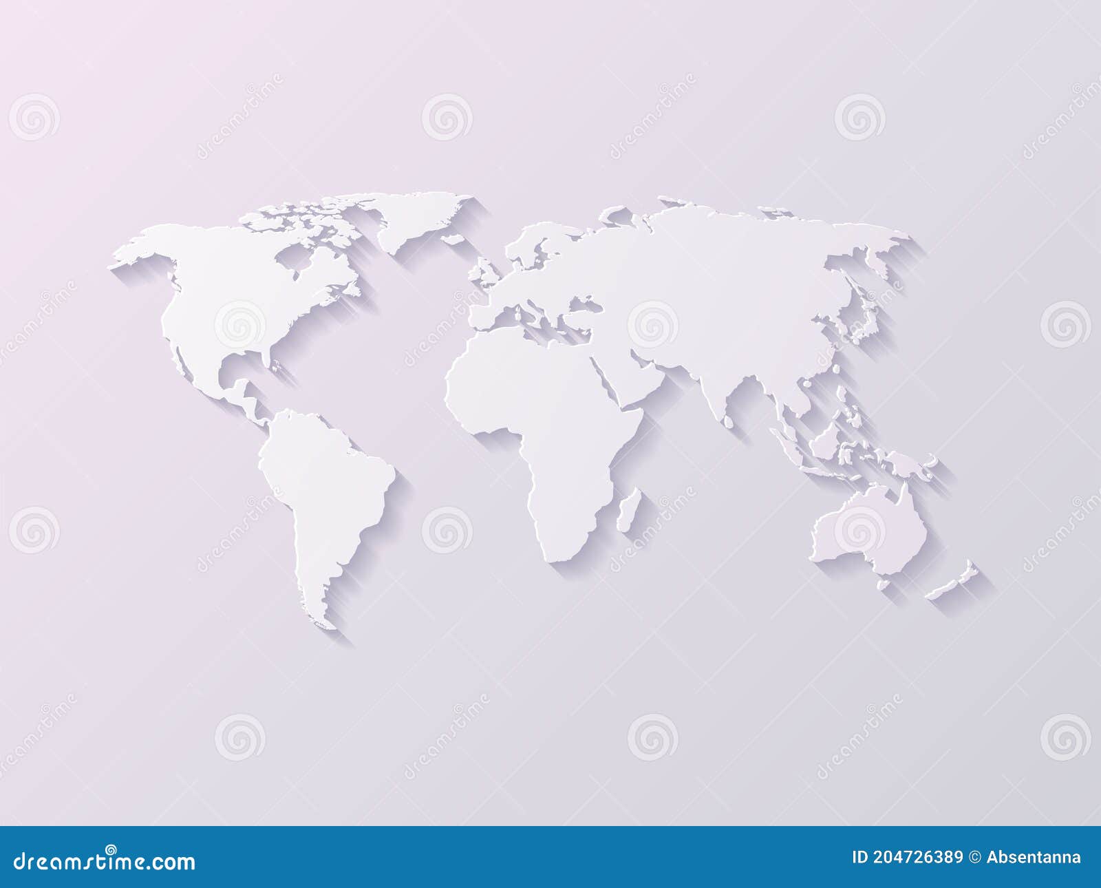 Decorative World Map with Shadow Stock Vector - Illustration of earth ...