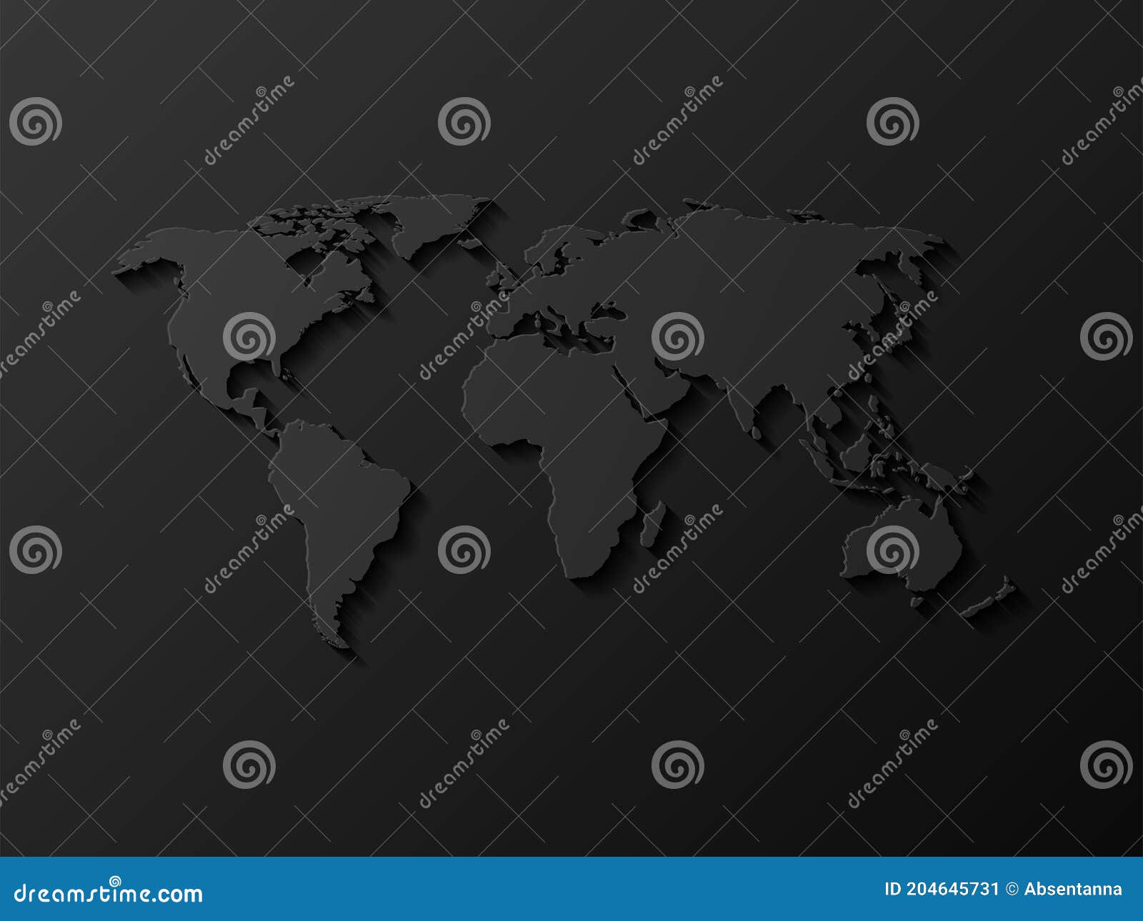 Decorative World Map with Shadow Stock Vector - Illustration of global ...