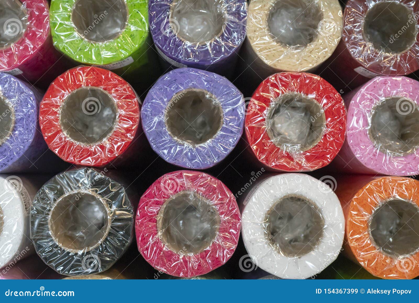 Decorative Wrapping Paper Roll. Packed in Plastic. Stock Image - Image ...
