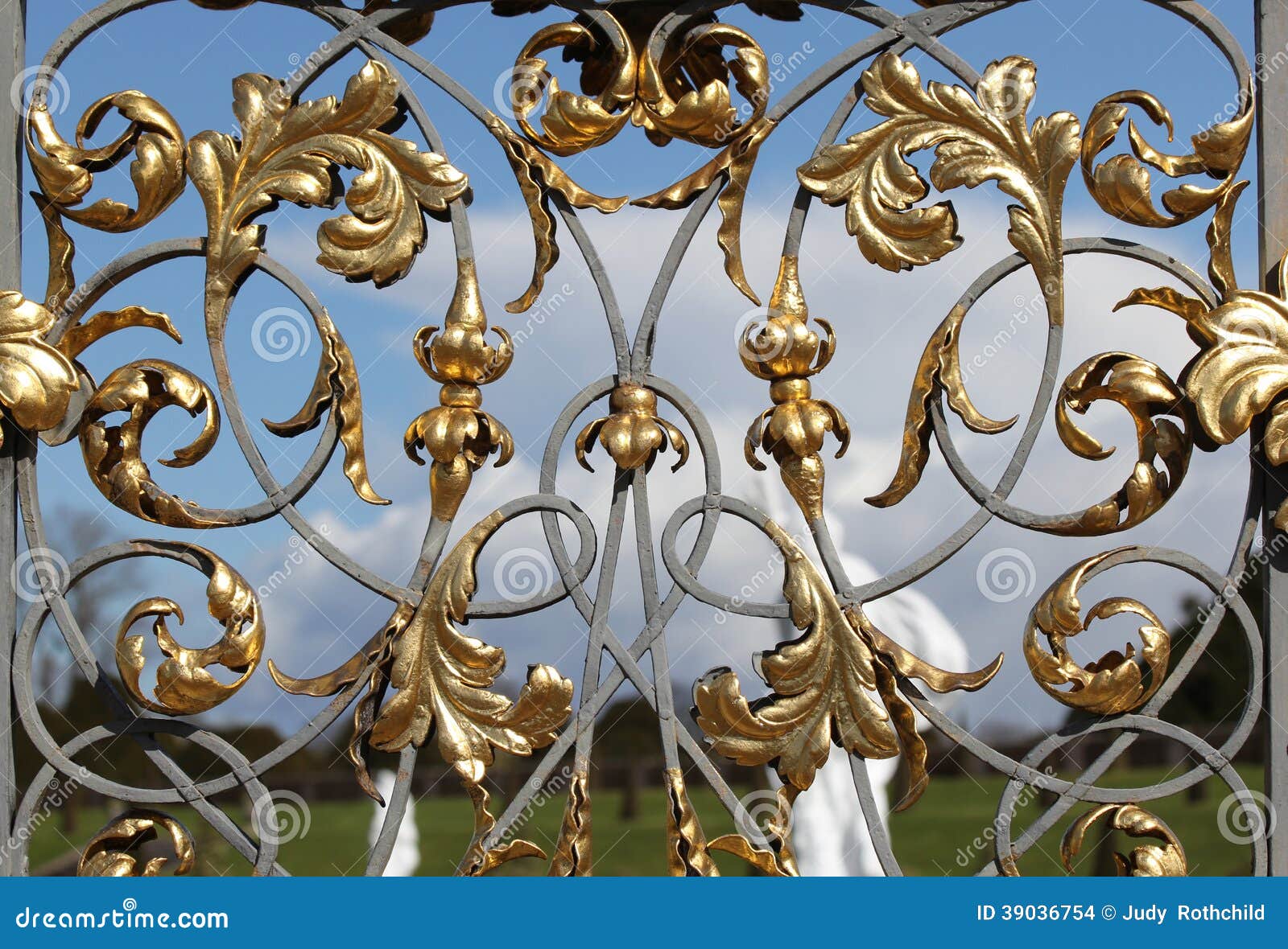 Decorative Wrought Iron Gilded Gates Stock Photo - Image of structure ...