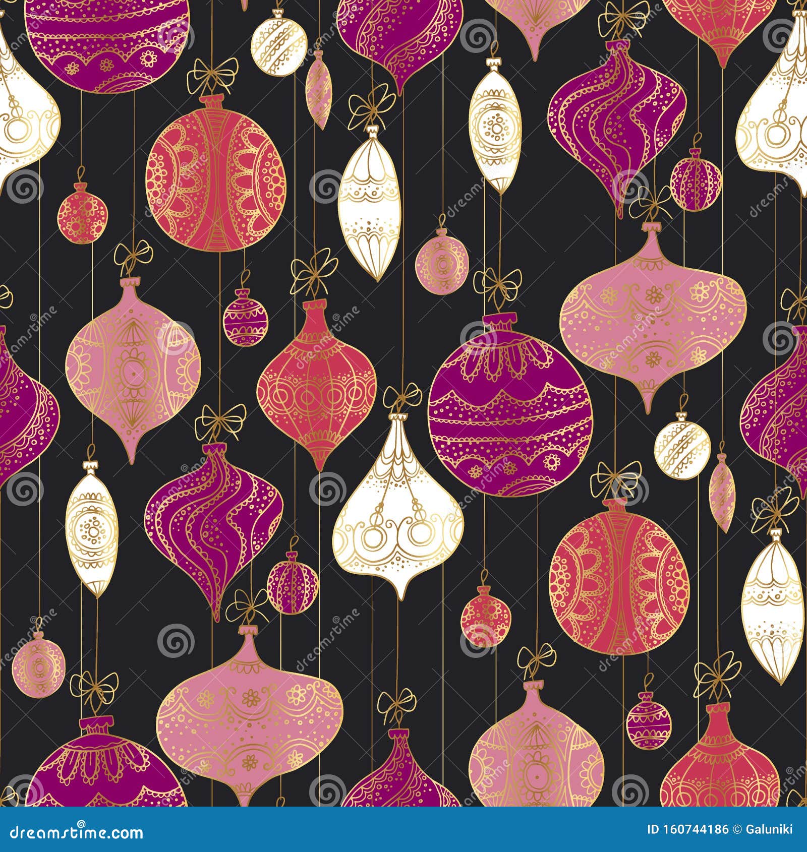 Decorative Xmas Vintage Bauble Seamless Pattern Stock Vector ...