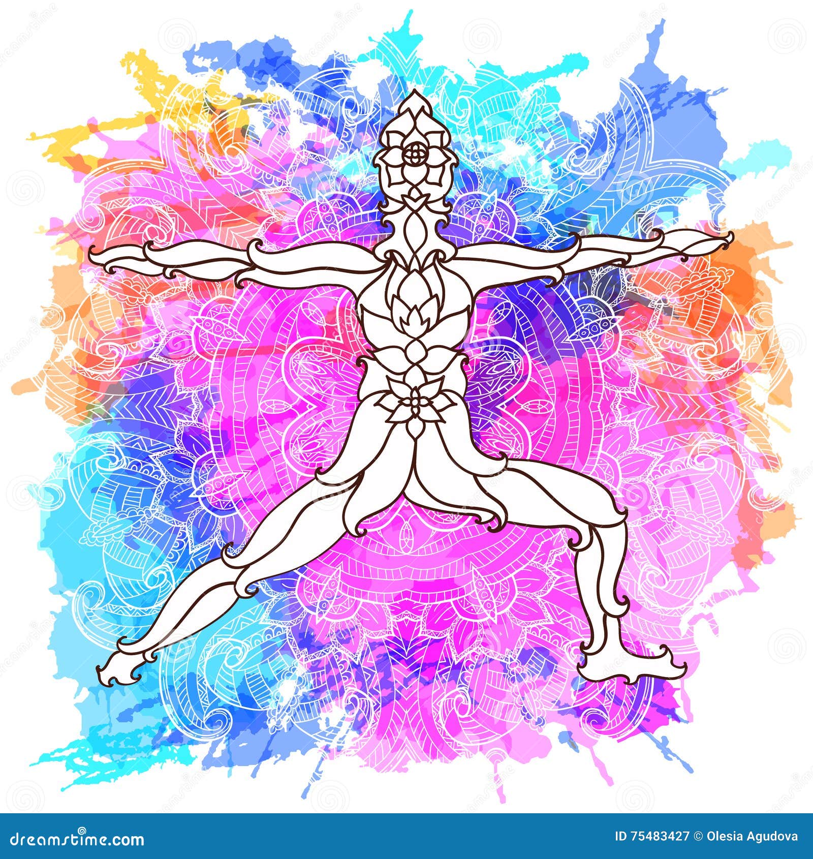 Decorative Yoga Pose on the Abstract Multicolored Background with ...