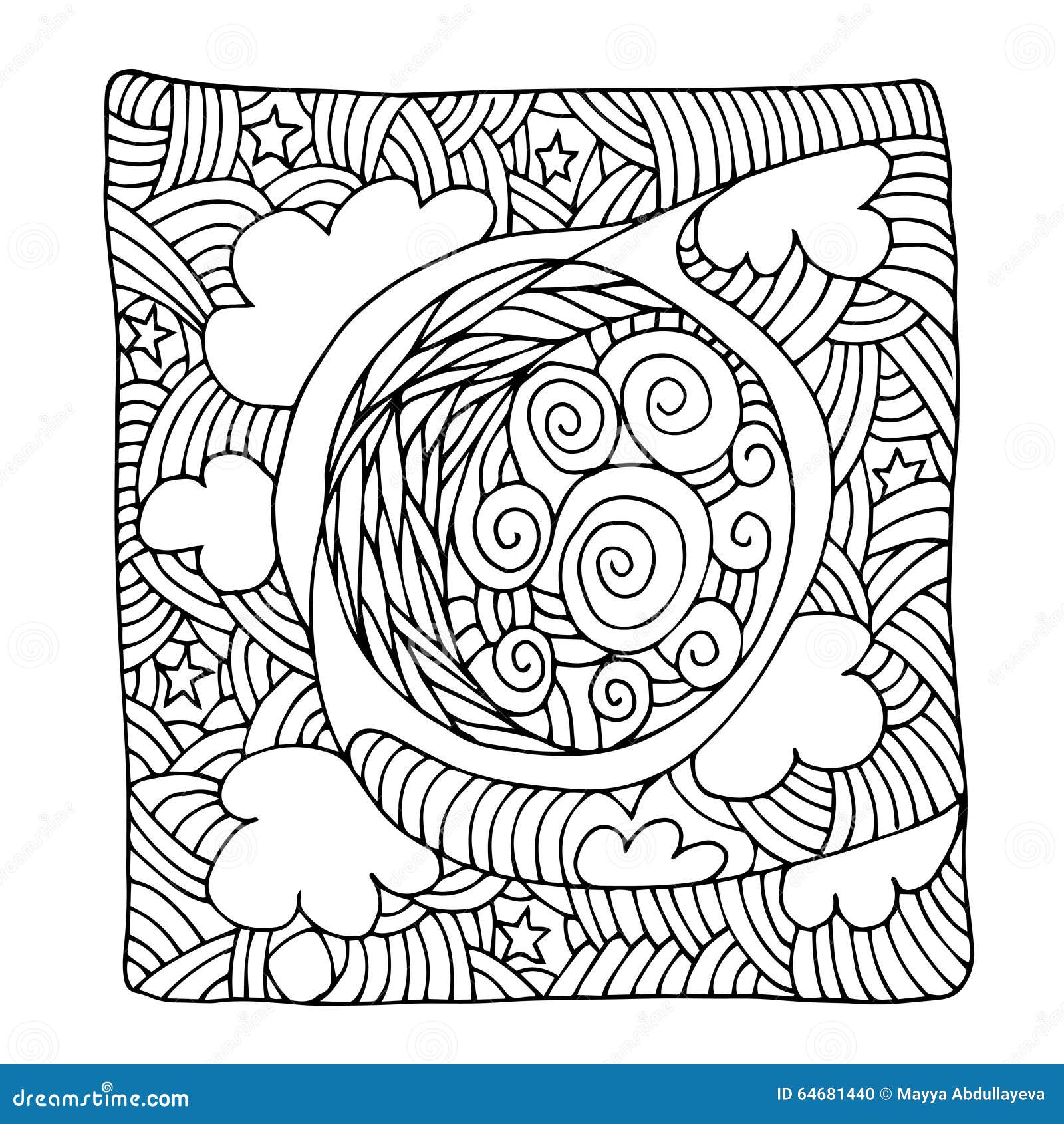 Decorative Zentangle with Moon Stock Vector - Illustration of sketch ...