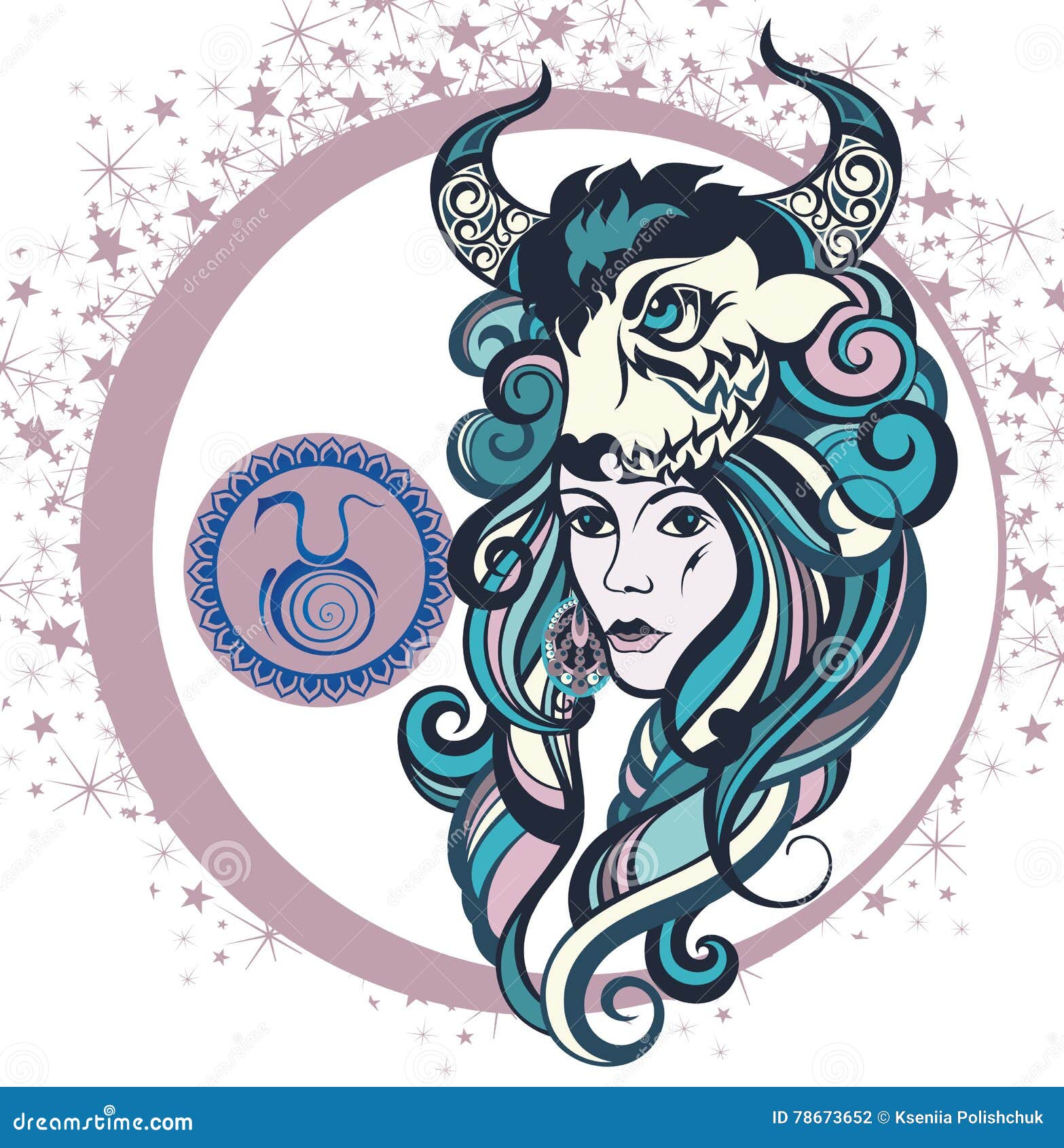 Decorative Zodiac Sign Taurus. Stock Vector - Illustration of astrology ...