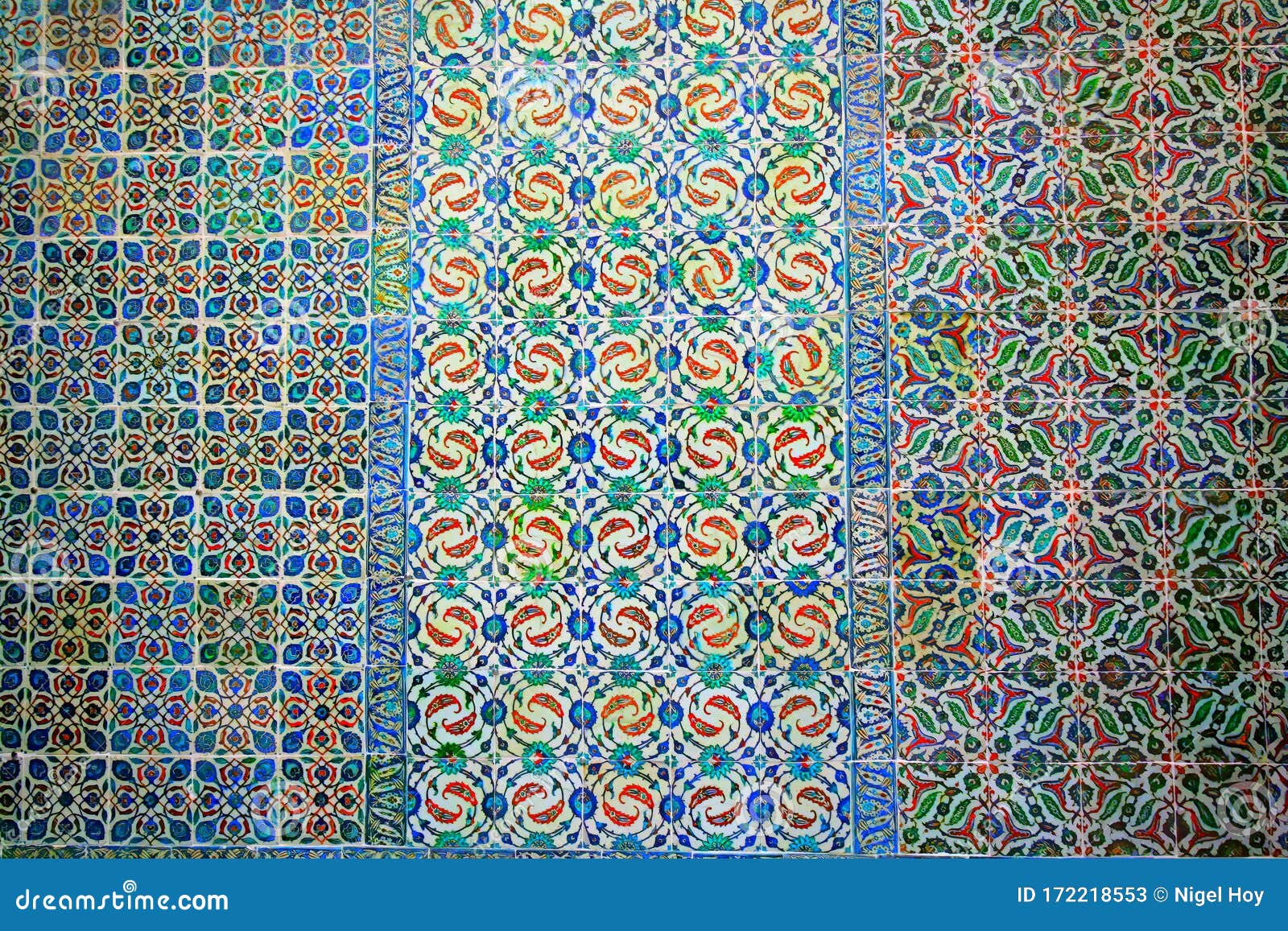 Decoratively Patterned Turkish Wall Tiles Stock Image - Image of tiles ...