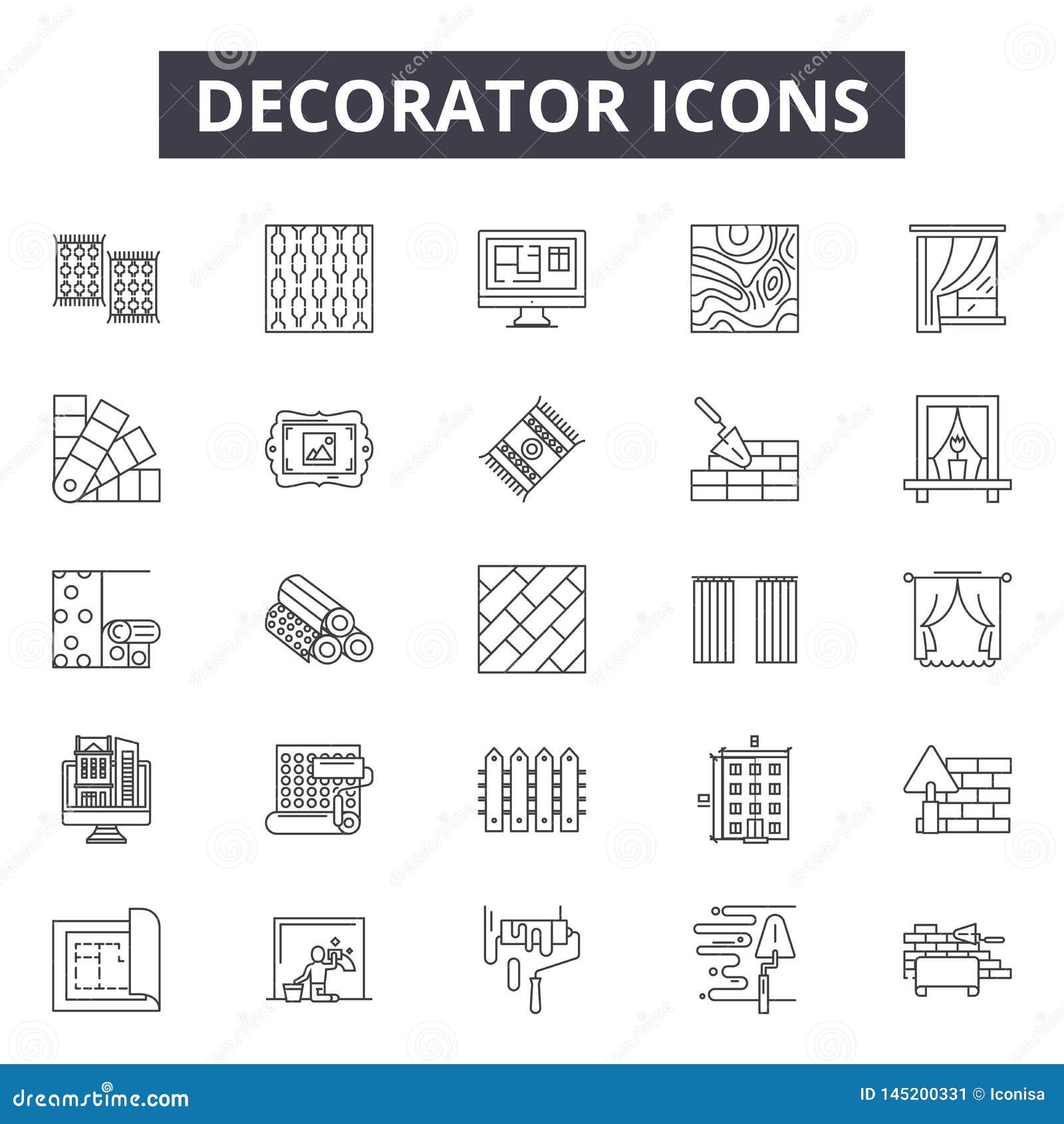 Decorator Line Icons, Signs, Vector Set, Outline Illustration Concept ...