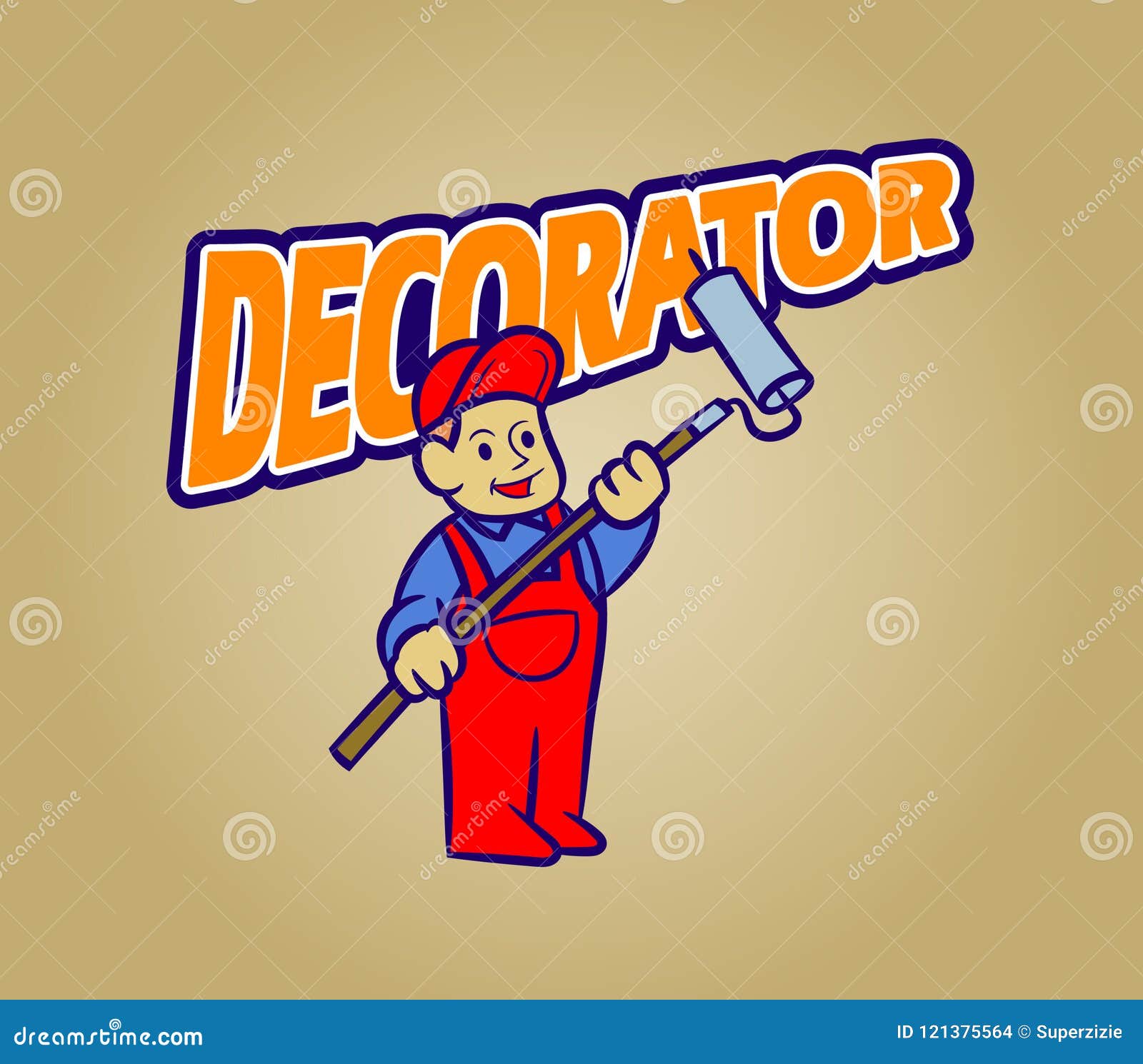 Decorator Retro Cartoon stock vector. Illustration of worker - 121375564