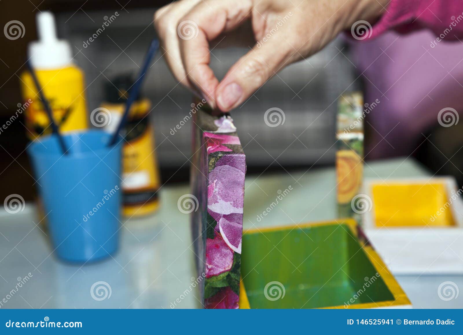 Decoupage, do it yourself. stock image. Image of white - 146525941