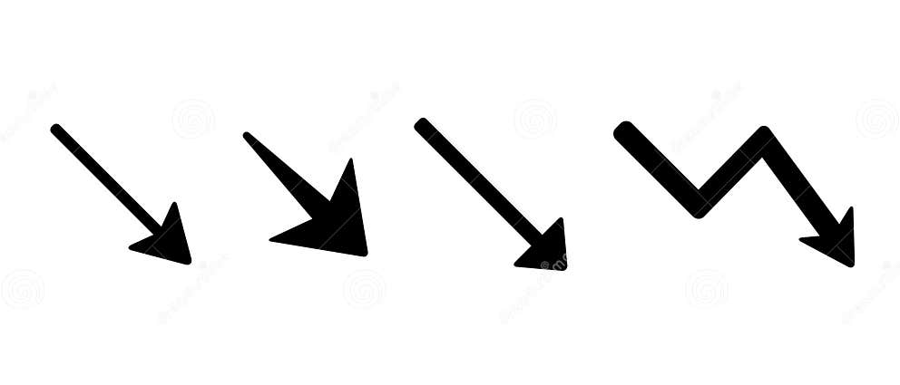 Decrease Arrow Icon Set in Generic Style. Down Direction Sign Symbol ...