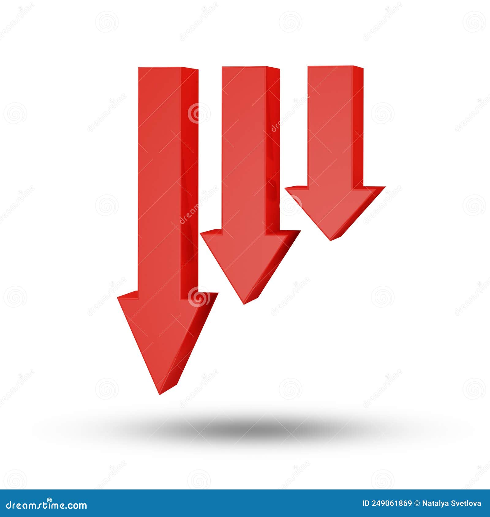 Decrease Arrows 3D Rendering. Red Arrow Graph Going Down. Stock Illustration - Illustration of ...