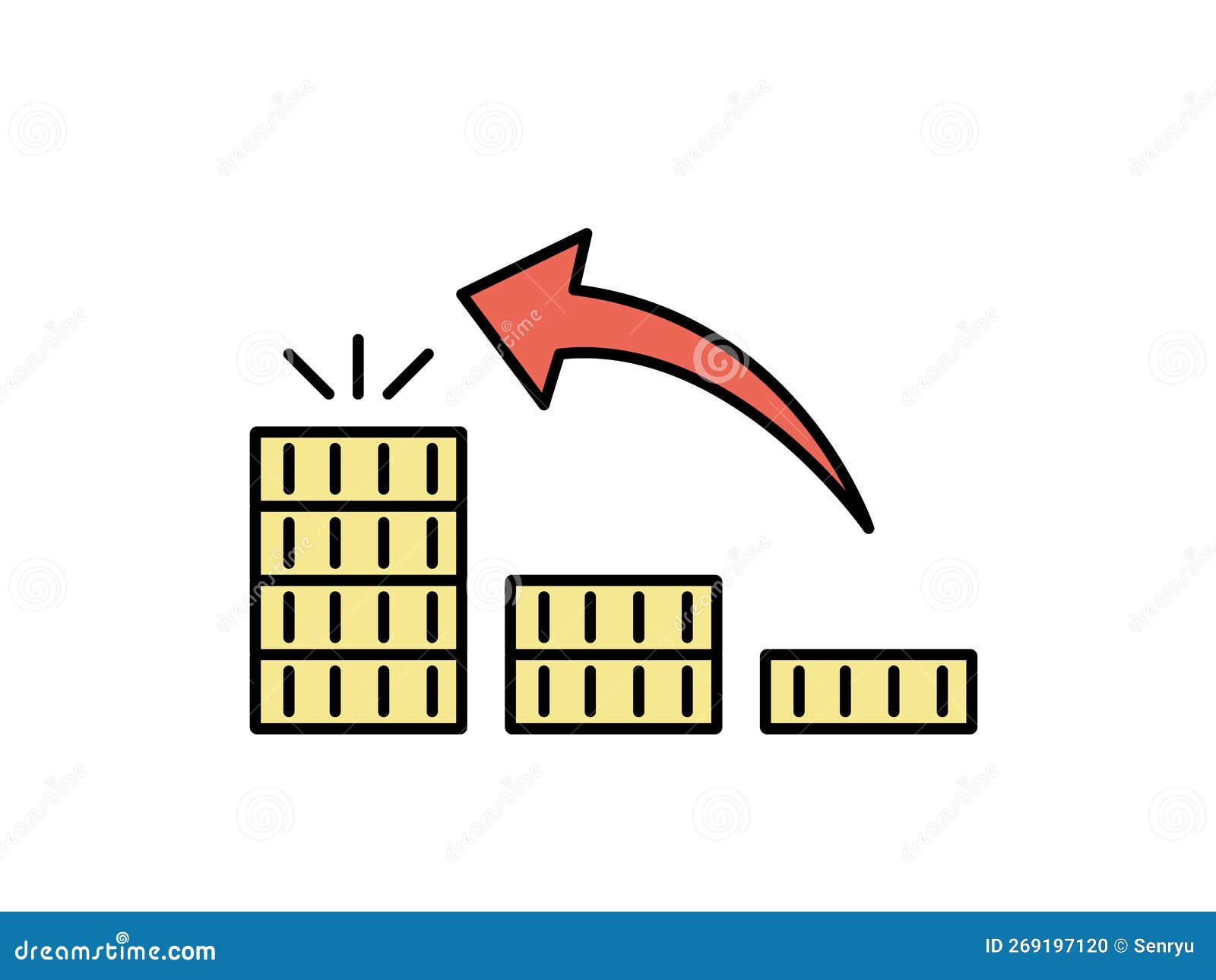 Decrease in assets stock vector. Illustration of material - 269197120
