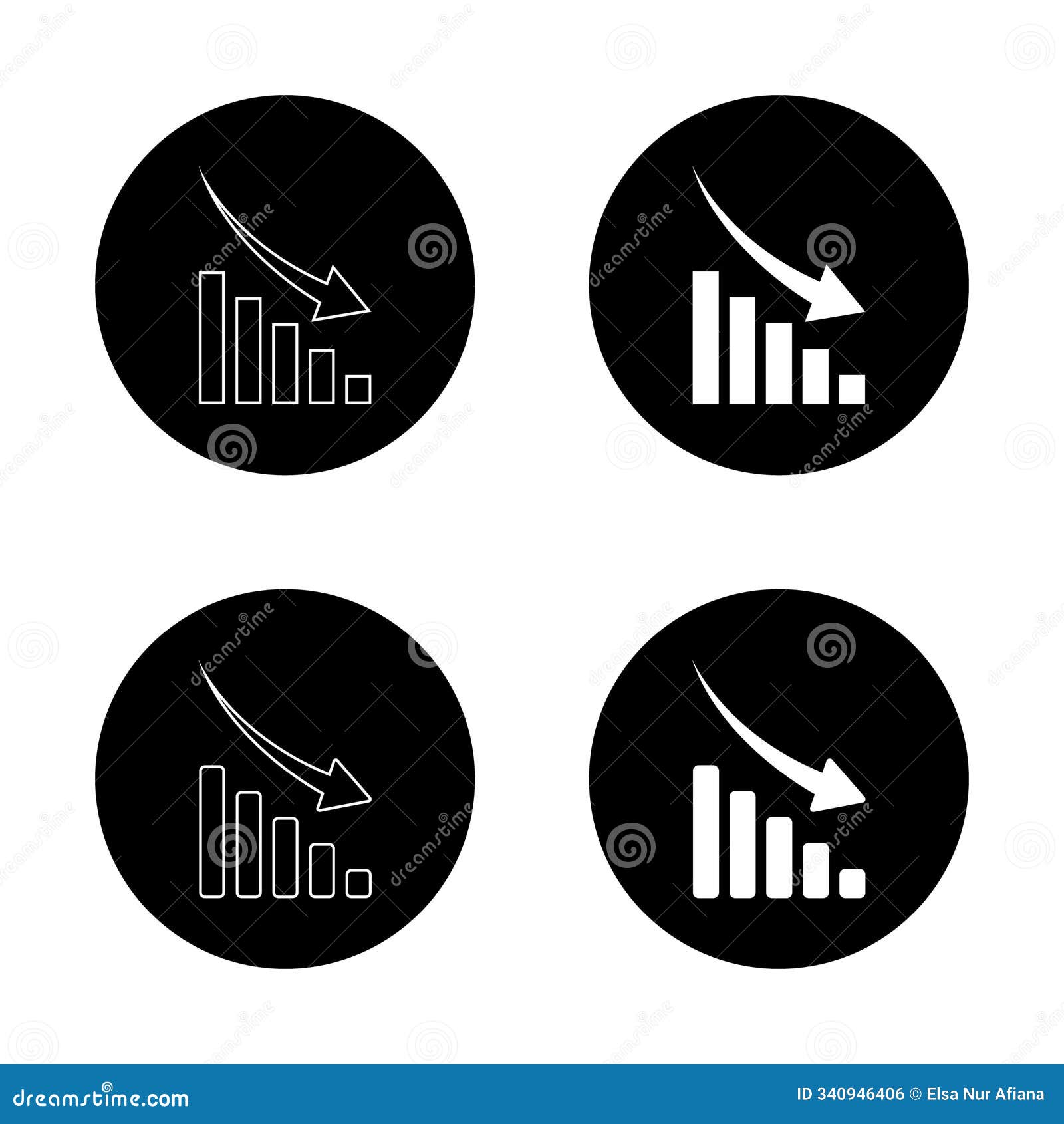 Decrease Bar Chart Icon on Black Circle. Statistic Sign Symbol Stock Illustration - Illustration ...