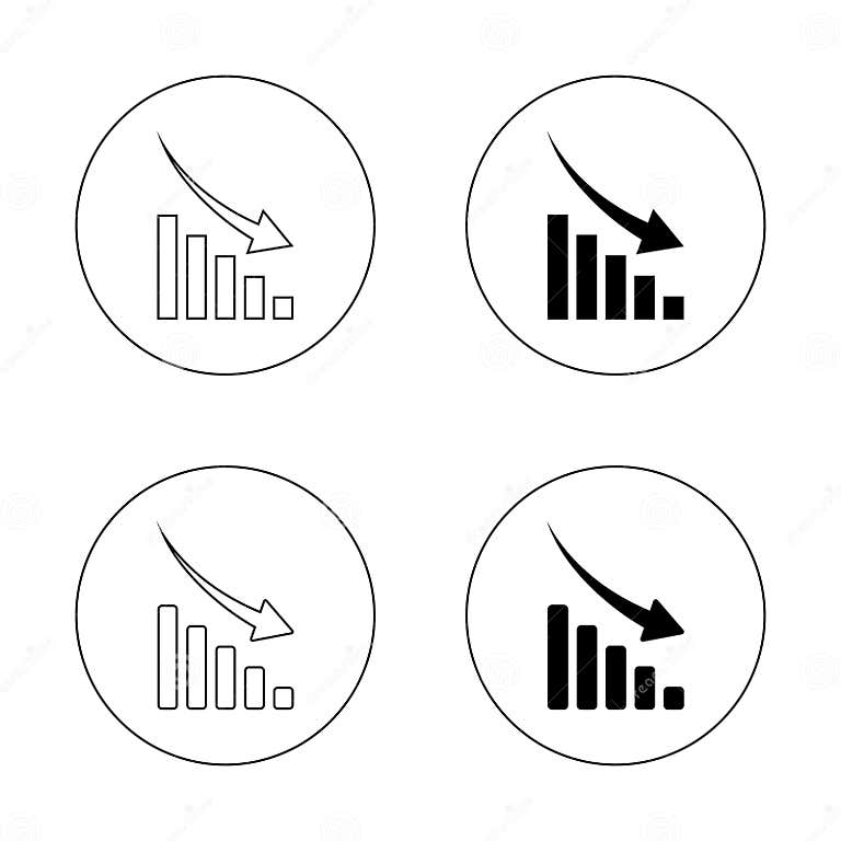 Decrease Bar Chart Icon on Circle Line. Statistic Sign Symbol Stock Illustration - Illustration ...