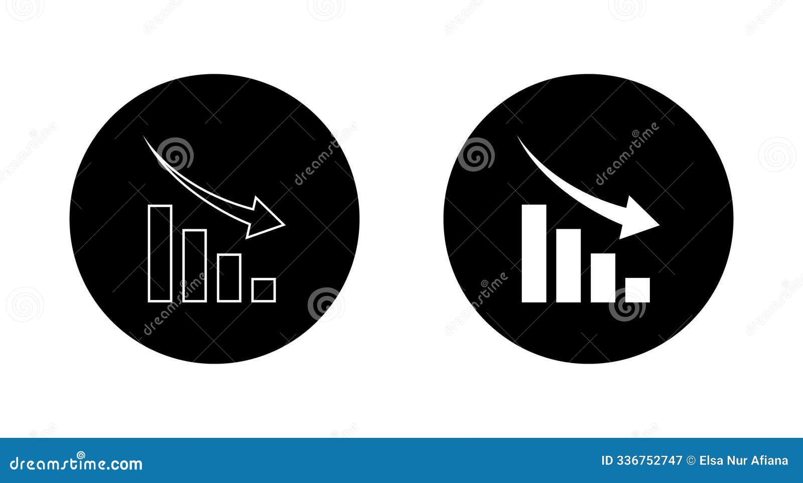 Decrease Bar Graph Icon on Black Circle. Market Crash Concept Stock Illustration - Illustration ...