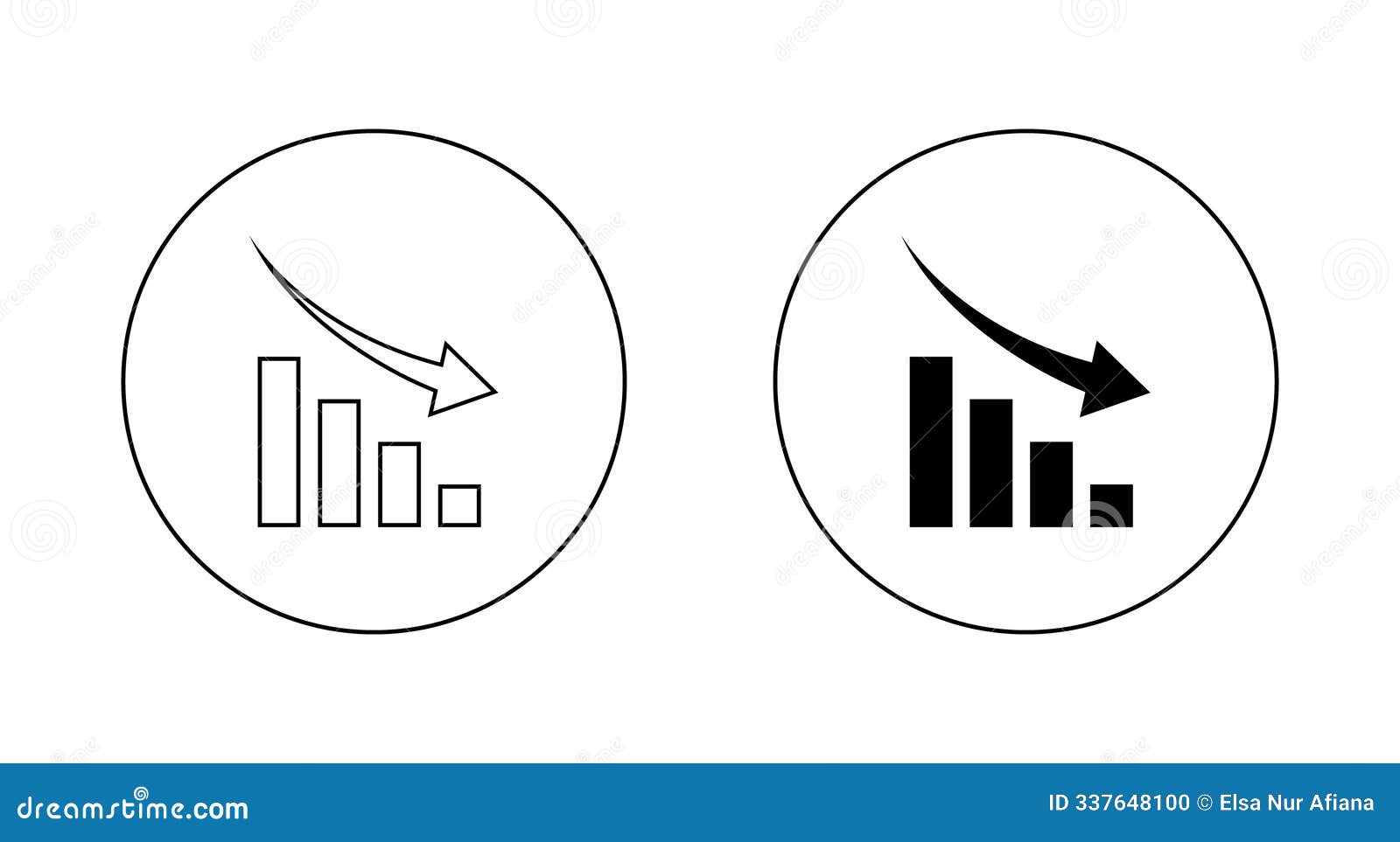 Decrease Bar Graph Icon on Circle Line. Market Crash Concept Stock ...