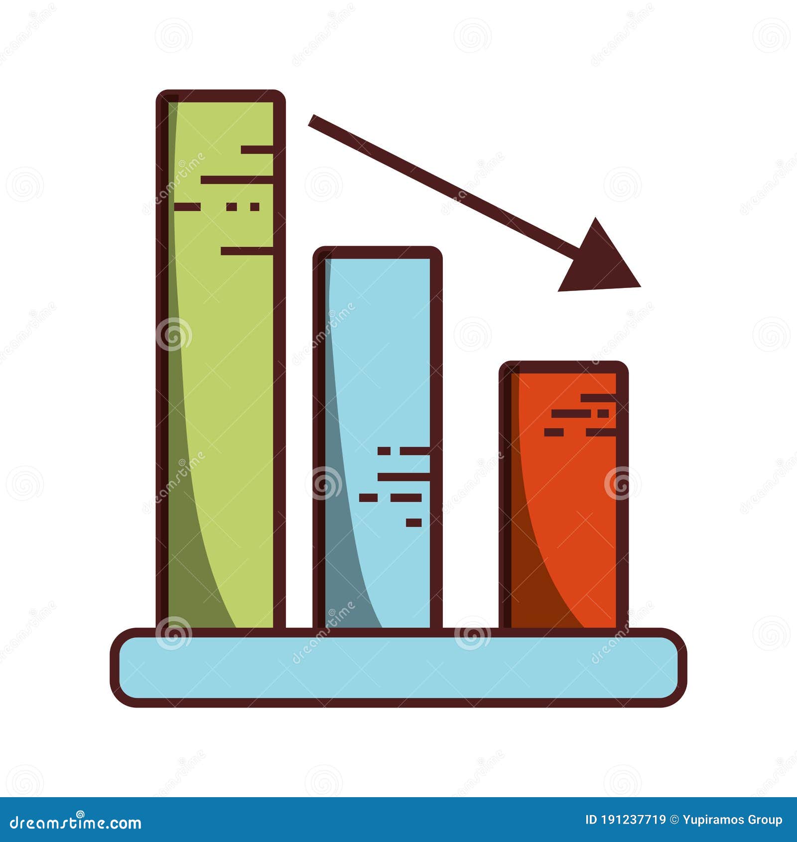 Decrease Business Diagram Arrow Icon Isolated Design Shadow Stock ...