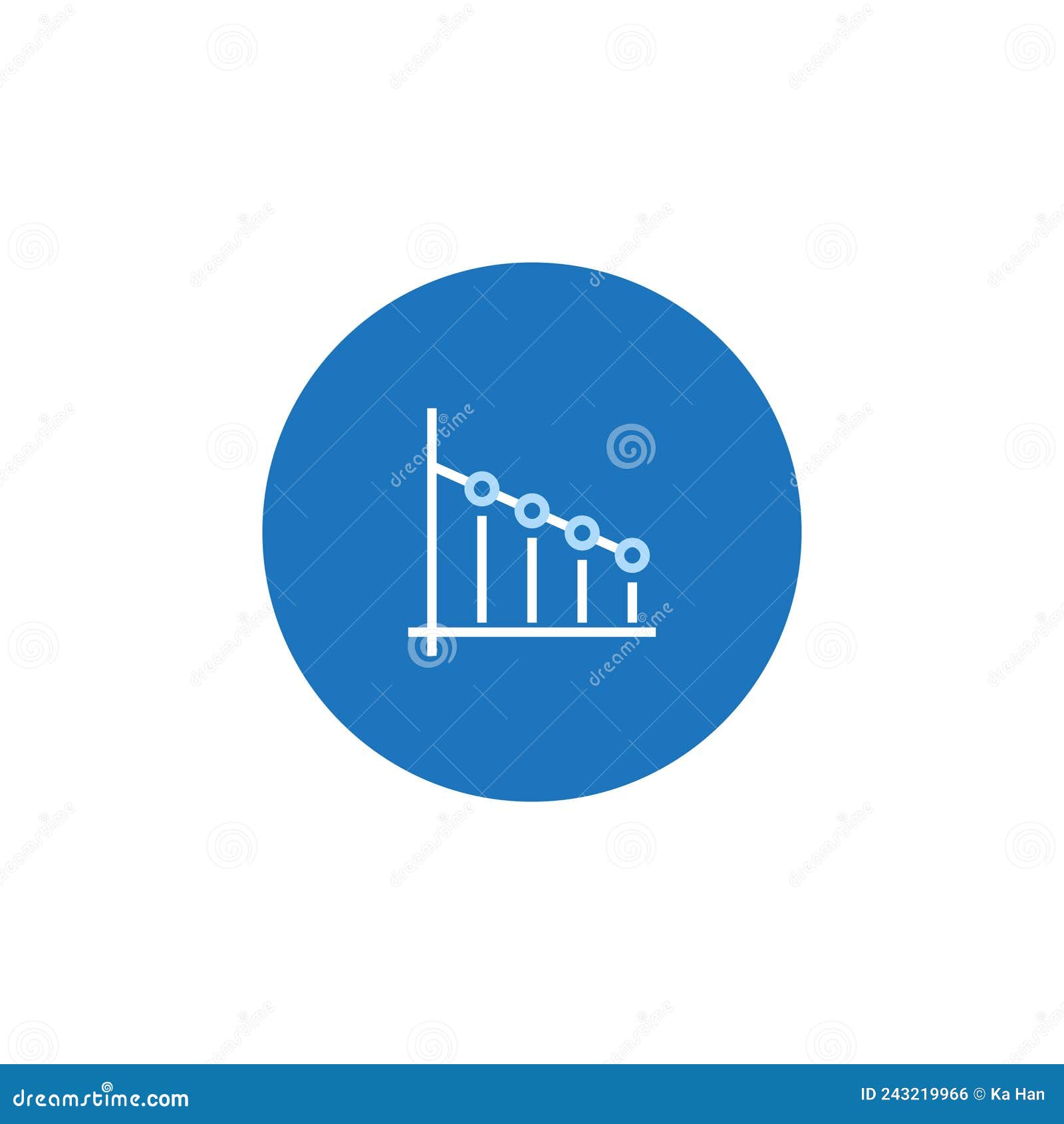 Decrease Chart Drop Graph Icon Vector In Circle Shape Stock Vector