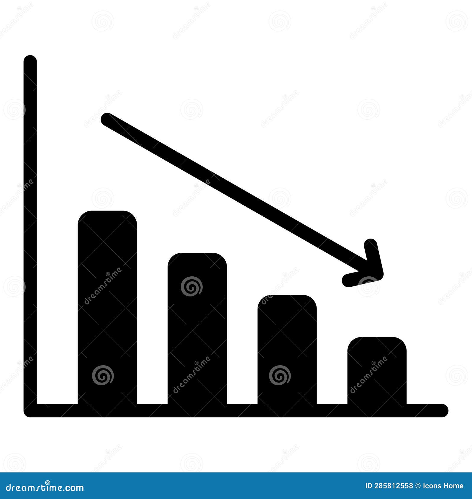 Decrease Chart Icon Design in Modern Style, Isolated on White Background Stock Vector ...