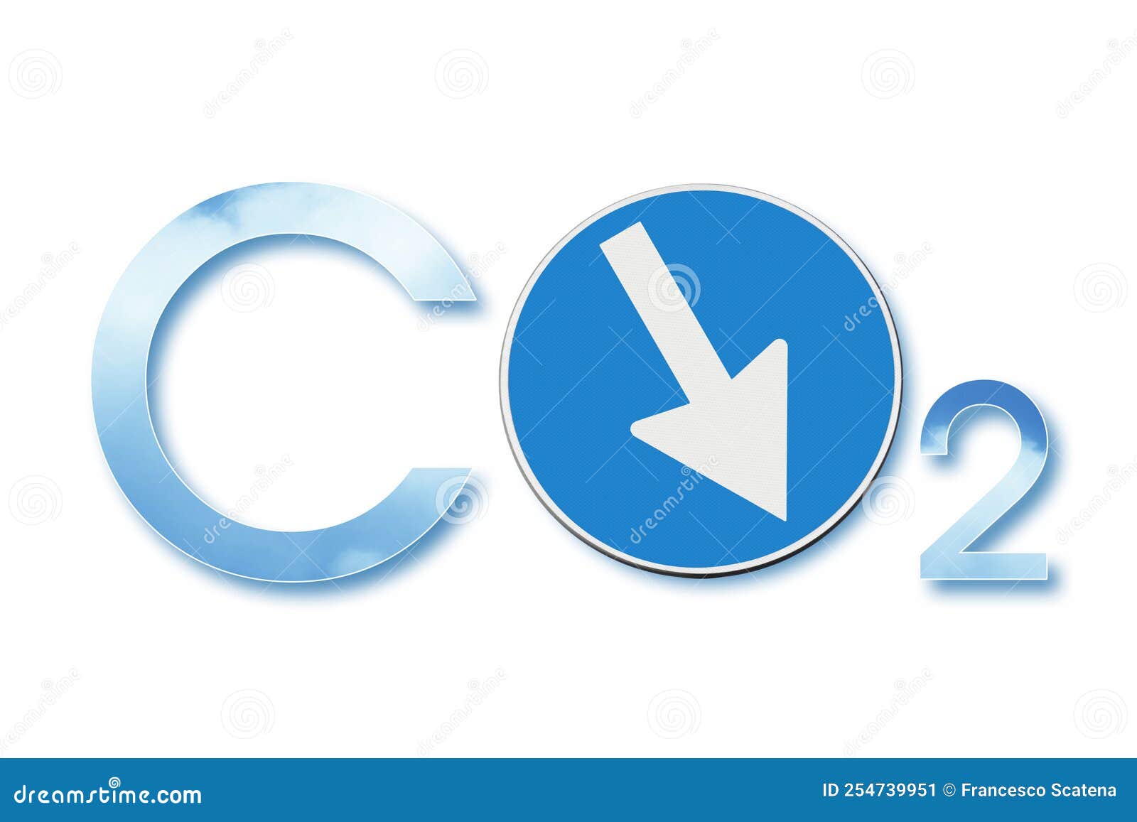 Decrease in CO2 - Carbon Dioxide Concept with Arrow Sign Going Down ...