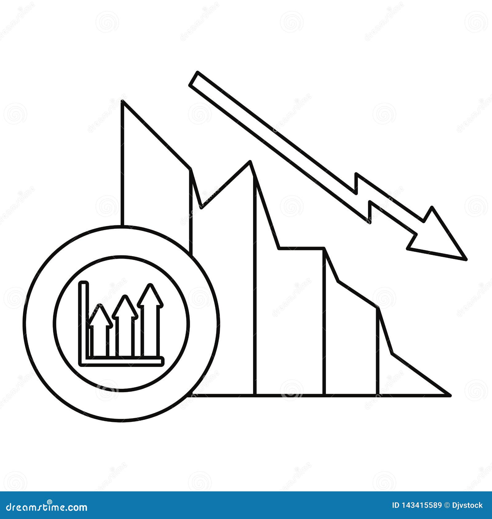 Decrease Diagram Coin Business Stock Illustration - Illustration of arrow, graph: 143415589