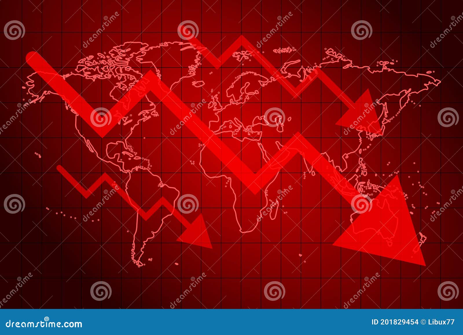Decrease Diagram Crisis Business Financial World Vector Illustration ...