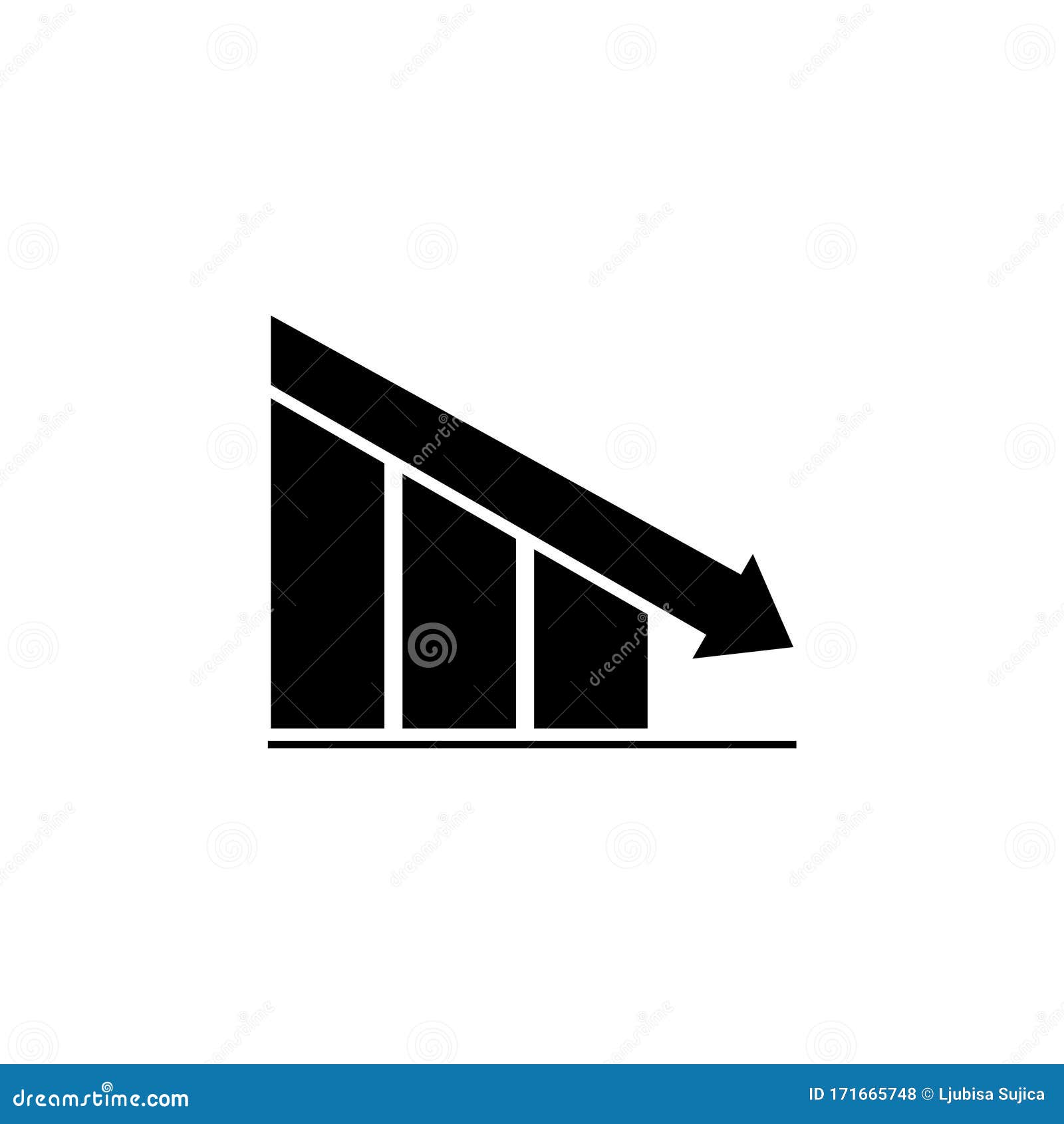 Decrease Diagram Linear Style Sign for Mobile Concept and Web Design. Falling Graph Arrow ...
