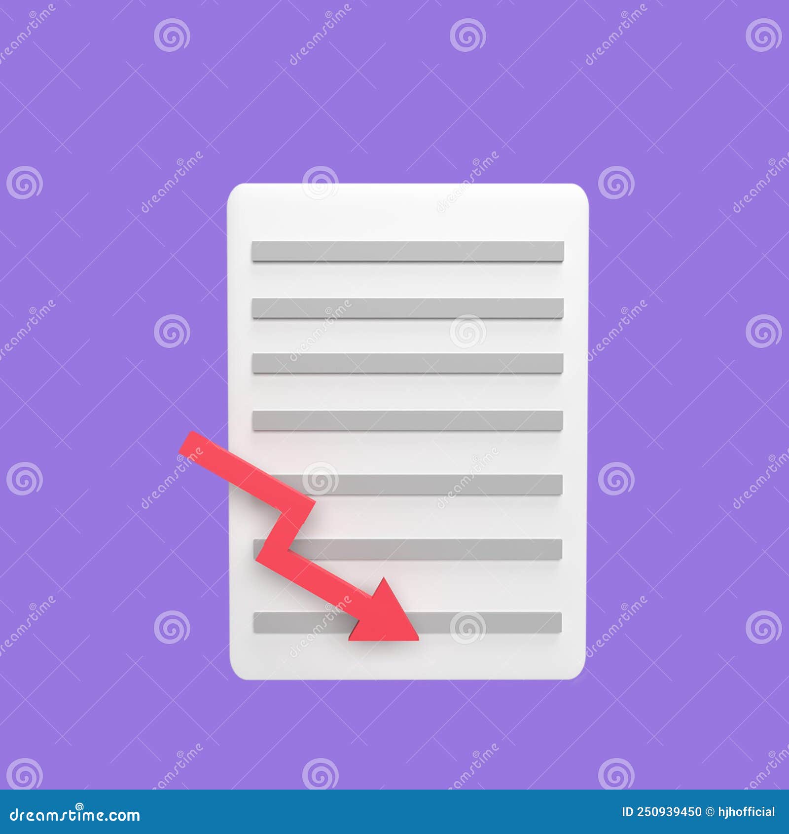 Decrease Document Graph 3d Icon Model Cartoon Style. Render Illustration Stock Illustration ...