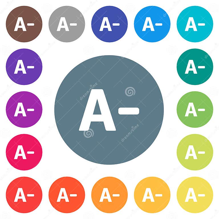 Decrease Font Size Flat White Icons on Round Color Backgrounds Stock ...