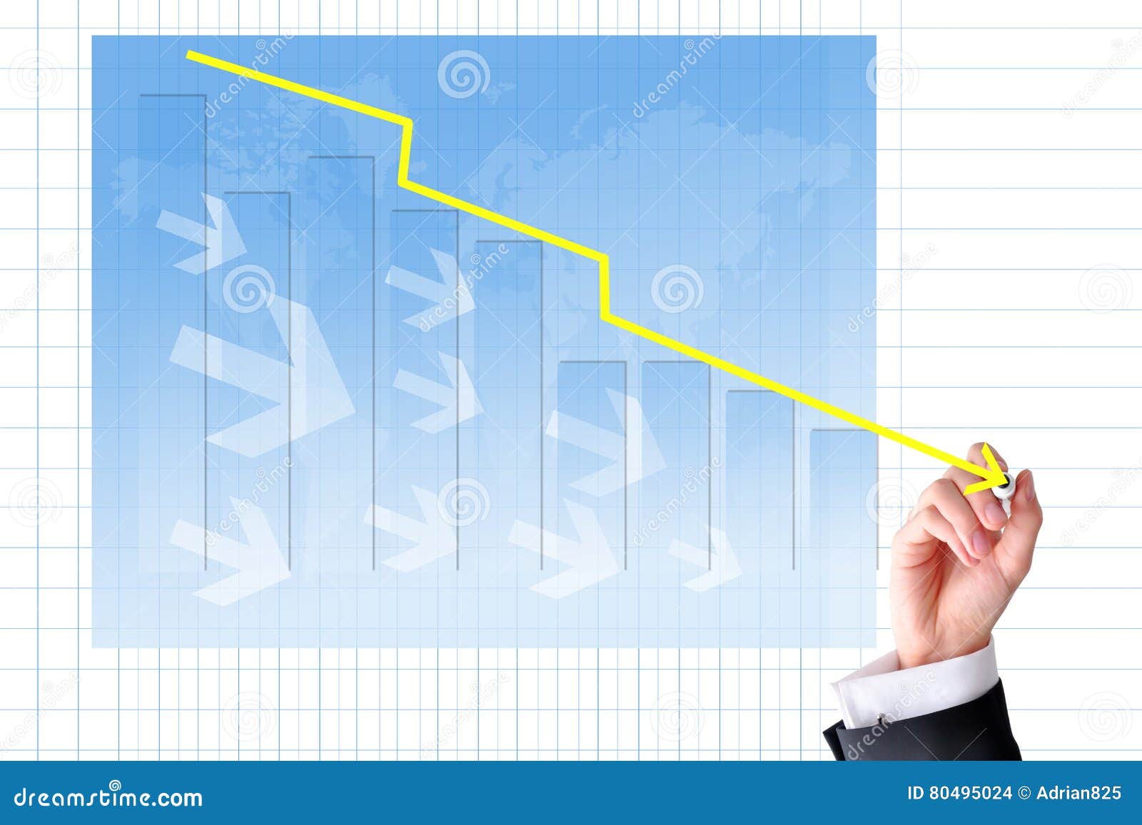 Decrease Graph Concept with Trend Line Stock Photo - Image of financial ...