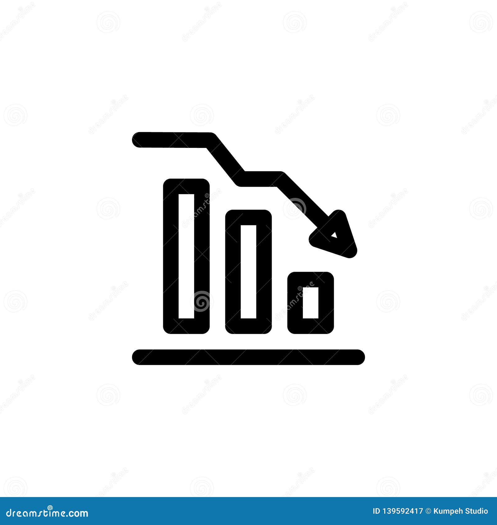 Decline Graph Chart Icon Vector with Outline Style Icon Set Stock ...