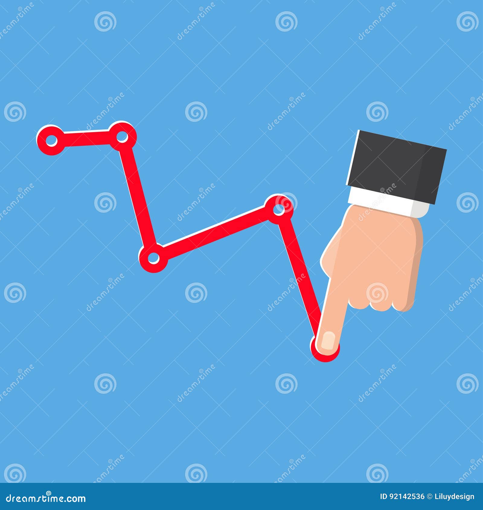 Decrease Graph Vector Isolated Icon on Blue Background Stock Vector ...