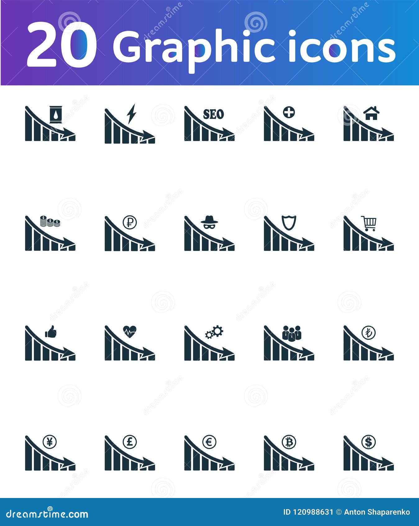 Decrease Graphic Icons Set. UI and UX. Premium Quality Symbol ...