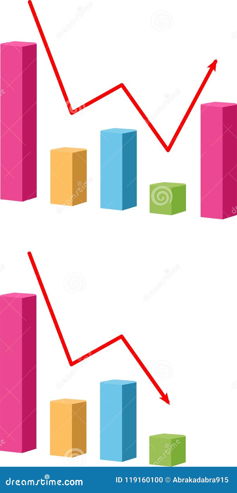 Decrease And Growing Graph Icon. Chart With Bars Declining Vector Icon. Finance Graph Symbol ...