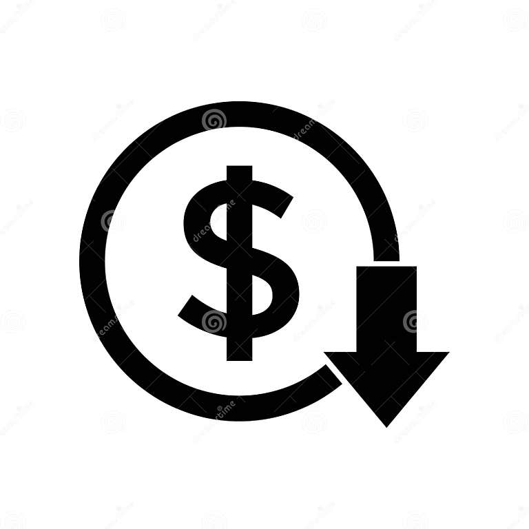 Decrease Icon, Cost Reduction Icon Vector Symbol Stock Illustration - Illustration of drop ...