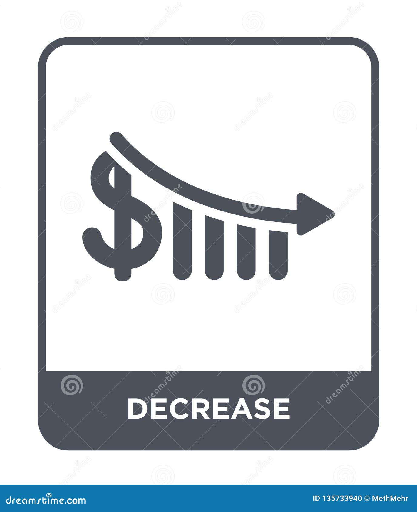 Decrease Icon in Trendy Design Style. Decrease Icon Isolated on White Background Stock Vector ...