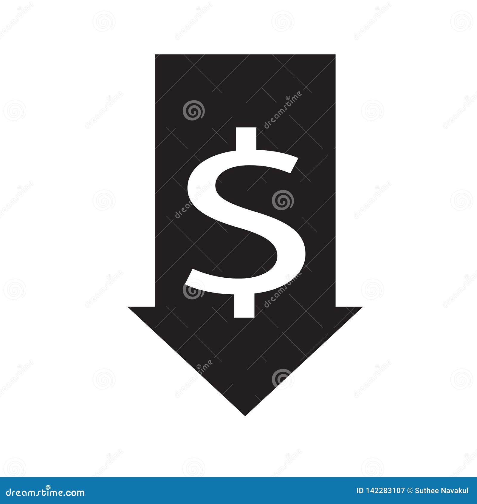 Decrease Icon on White Background. Flat Style. Cost Reduction Icon for Your Web Site Design ...