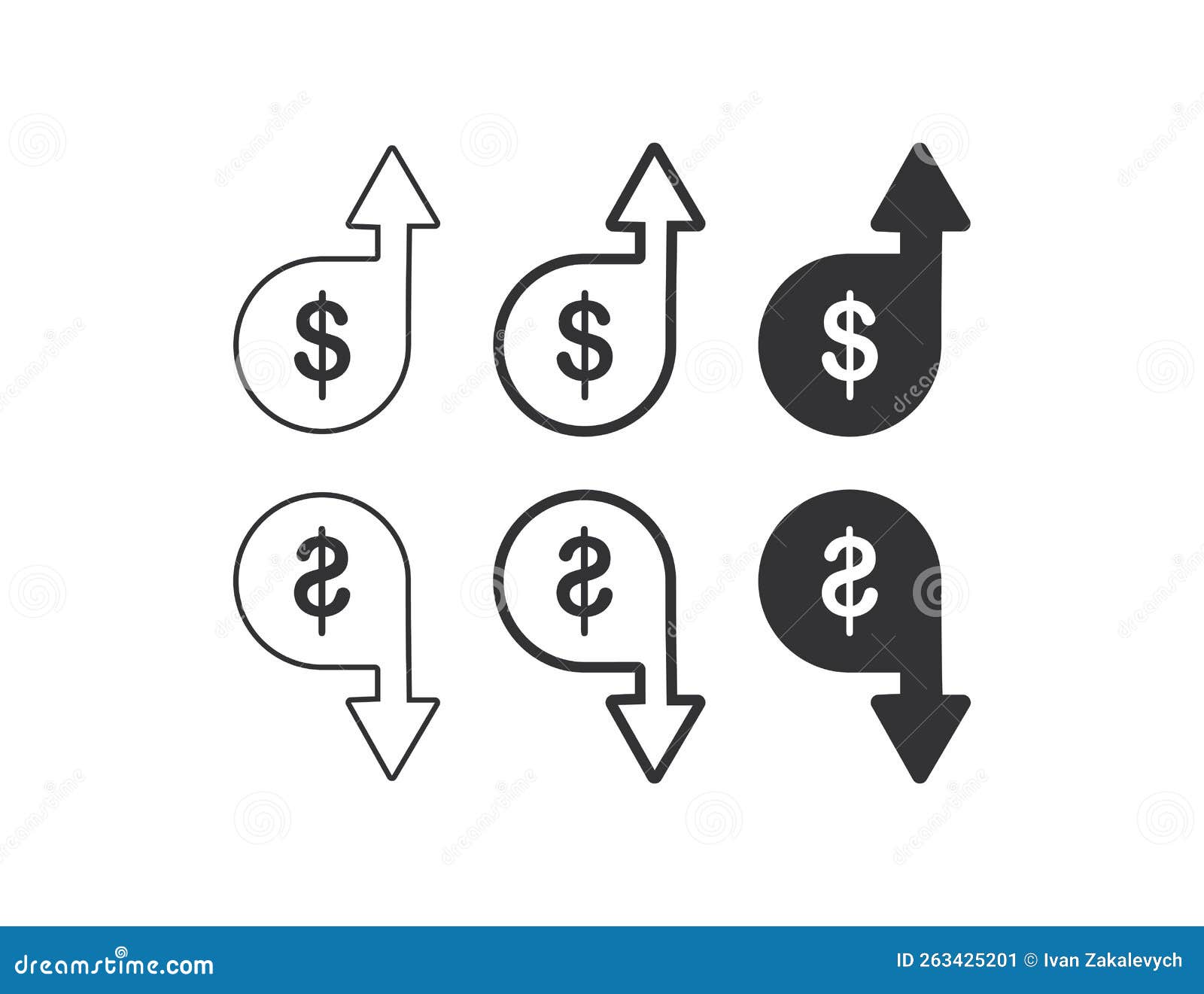 Decrease and Increase of the Dollar Icon Set. Investor Illustration Symbol Stock Vector ...