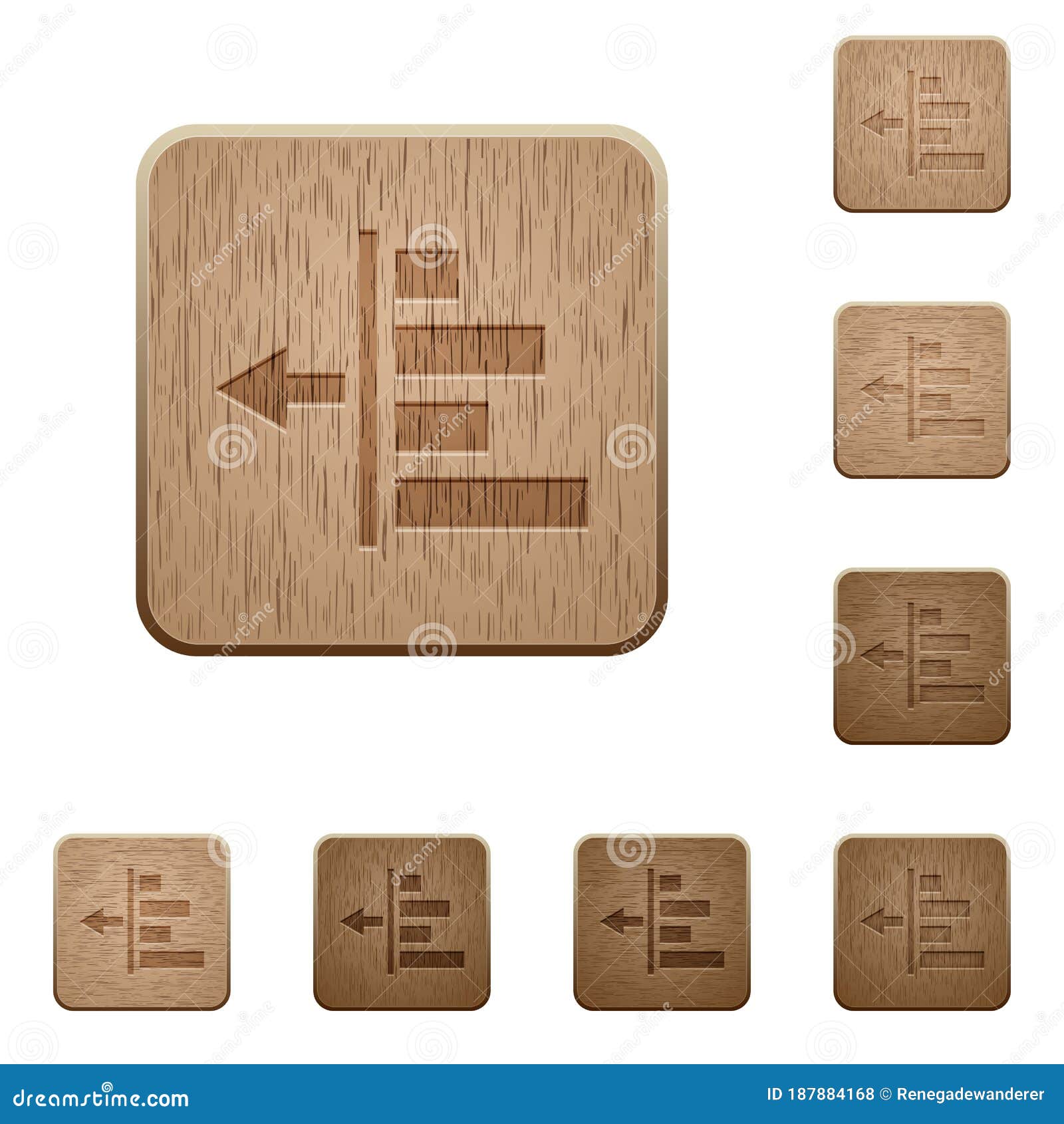 Decrease Left Indent Wooden Buttons Stock Vector - Illustration of pieces, letters: 187884168