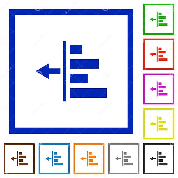 Decrease Left Indentation of Content Flat Framed Icons Stock Vector - Illustration of boxes ...