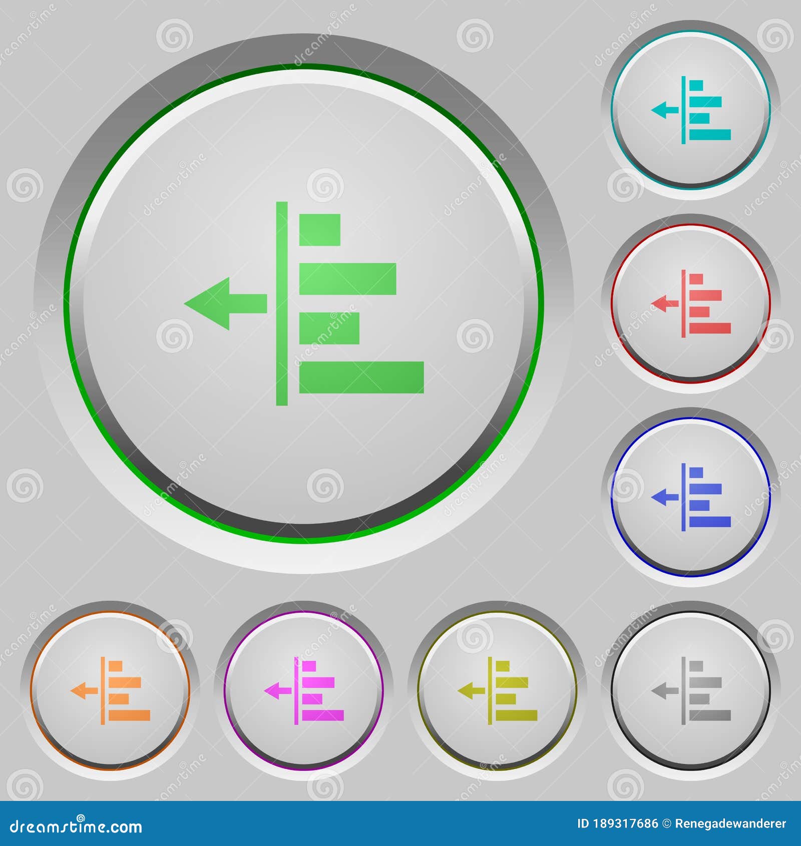 Decrease Left Indentation of Content Push Buttons Stock Vector - Illustration of orange, gray ...