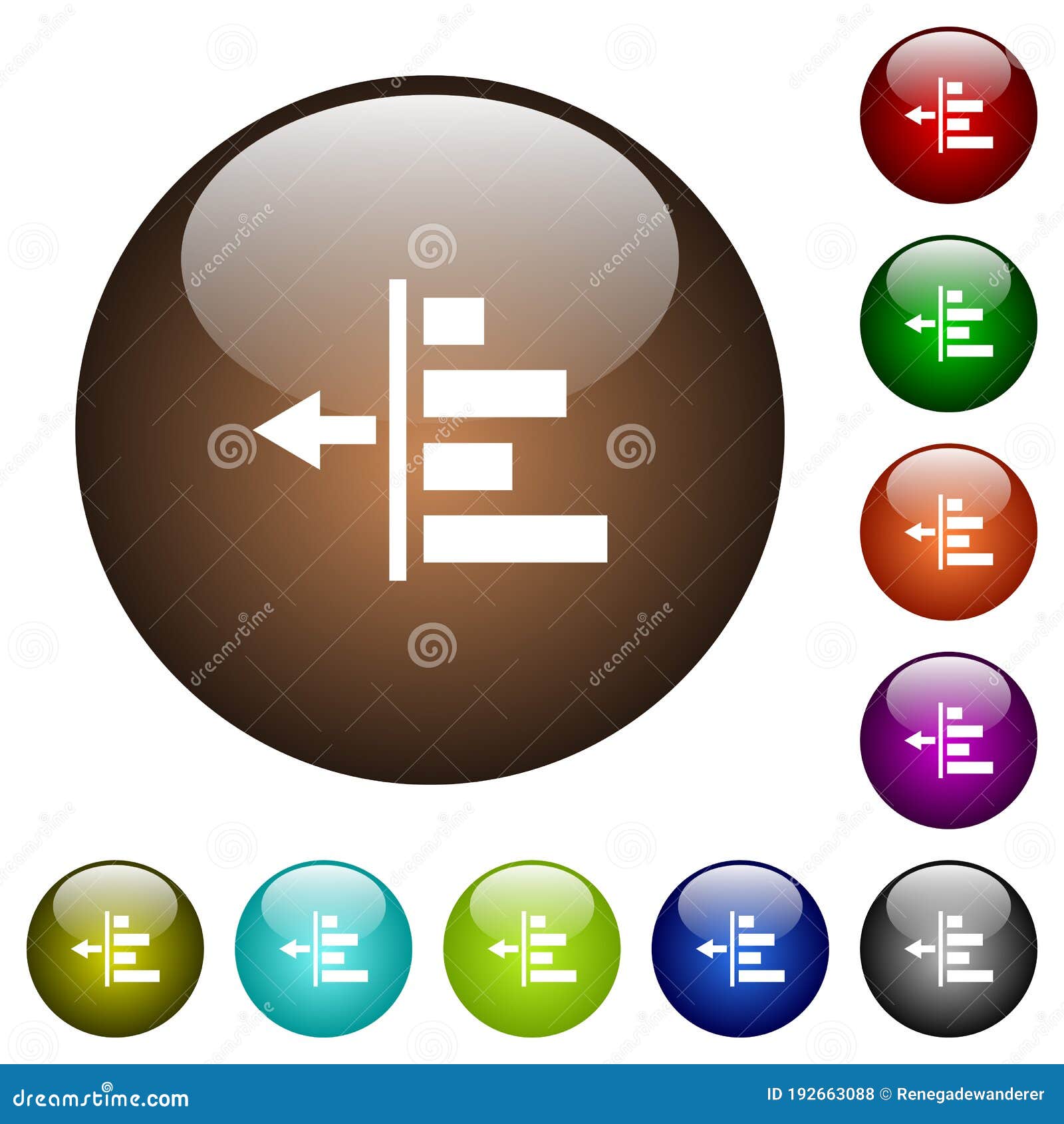 Decrease Left Indentation of Content Color Glass Buttons Stock Vector - Illustration of shiny ...