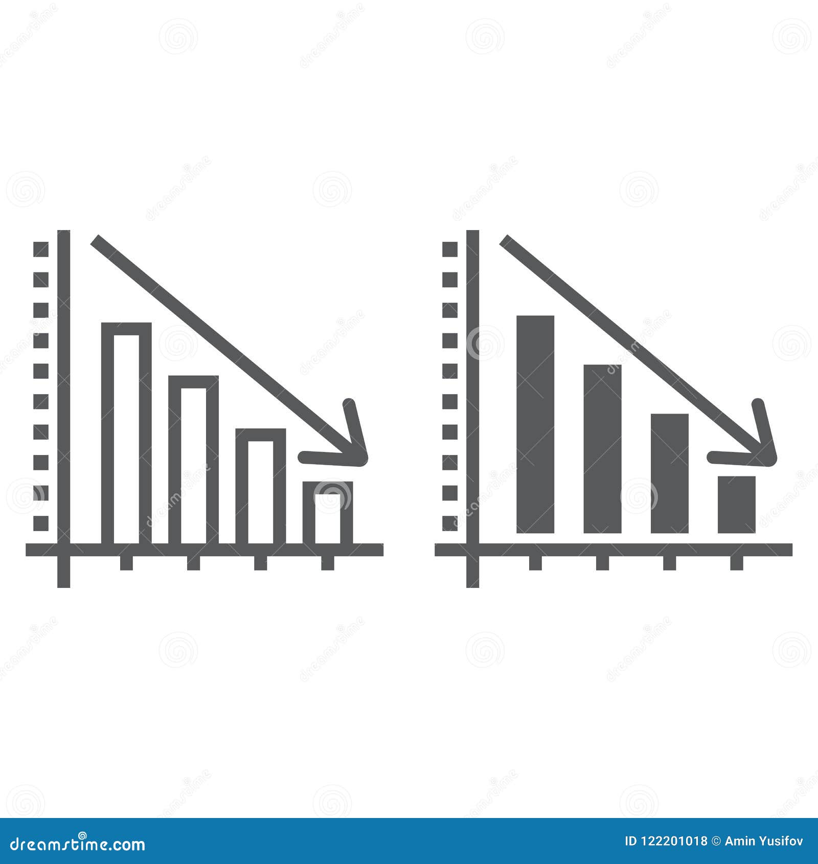 Decrease Line and Glyph Icon, Reduction Stock Vector - Illustration of drop, flattened: 122201018