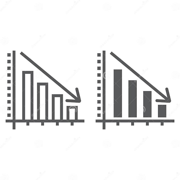 Decrease Line and Glyph Icon, Reduction Stock Vector - Illustration of drop, flattened: 122201018