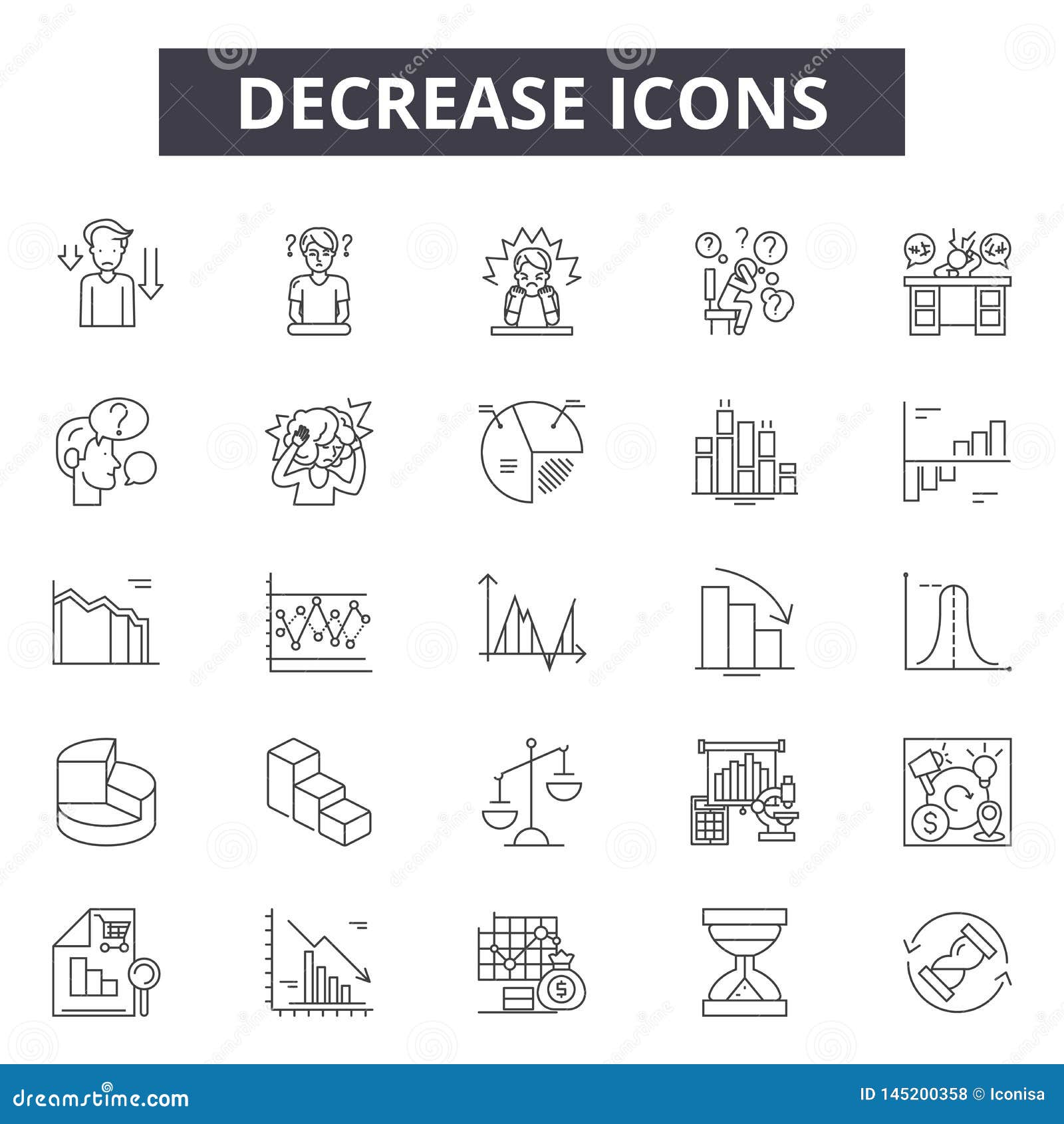 Decrease Line Icons, Signs, Vector Set, Outline Illustration Concept Stock Vector - Illustration ...