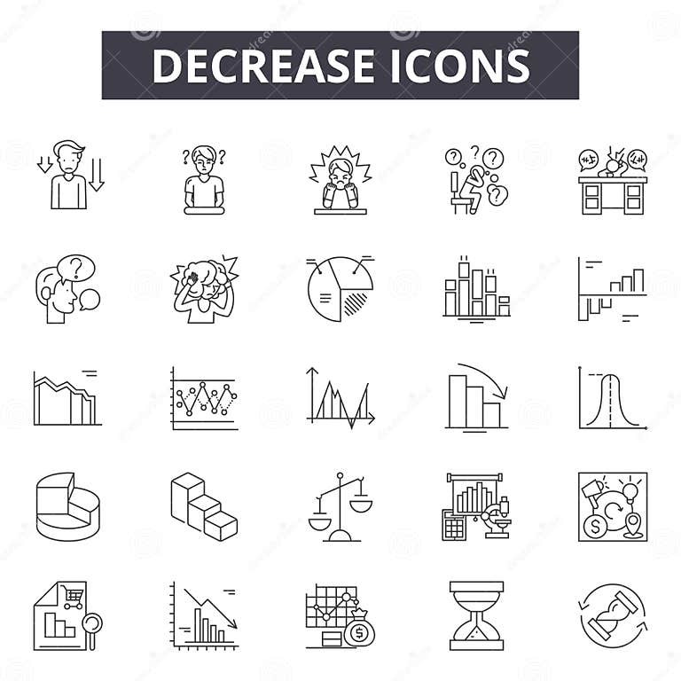 Decrease Line Icons, Signs, Vector Set, Outline Illustration Concept Stock Vector - Illustration ...