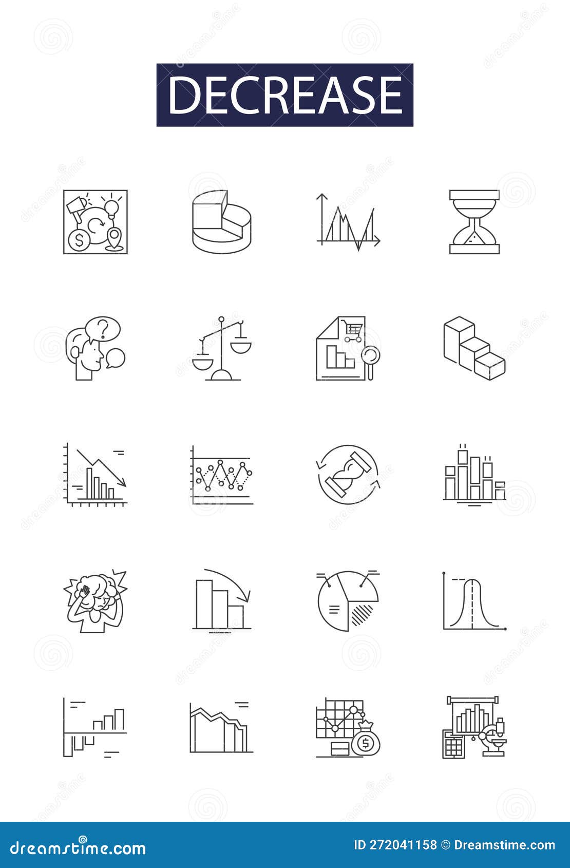 Decrease Line Vector Icons and Signs. Shrink, Reduce, Diminish, Halt, Retreat, Drop, Weaken ...