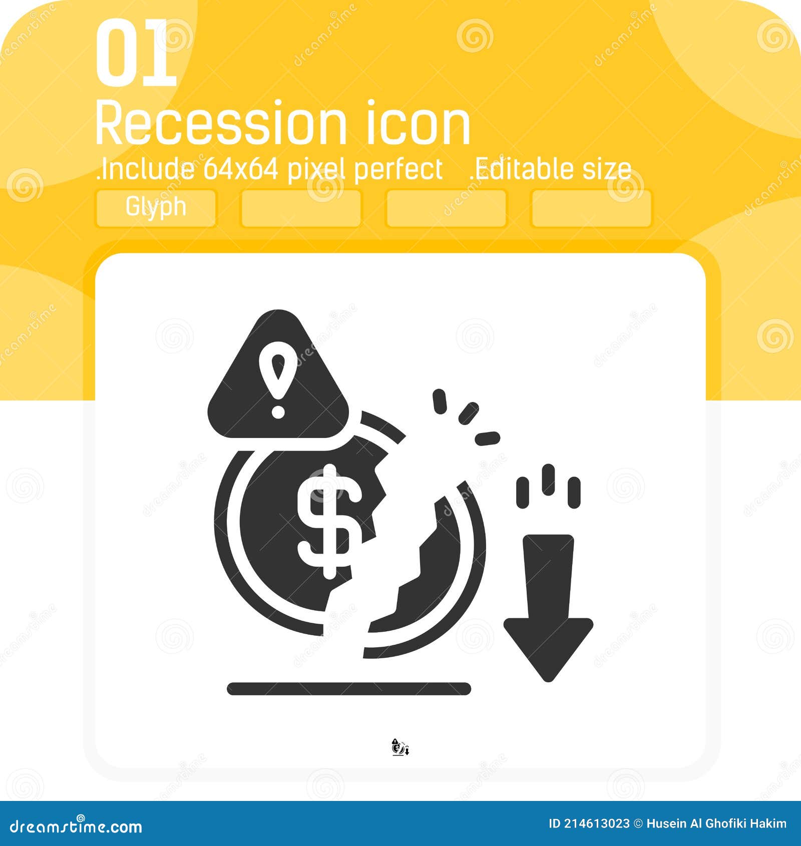 Decrease Money Icon with Outline Style Isolated on White Background. Graphics Illustration ...