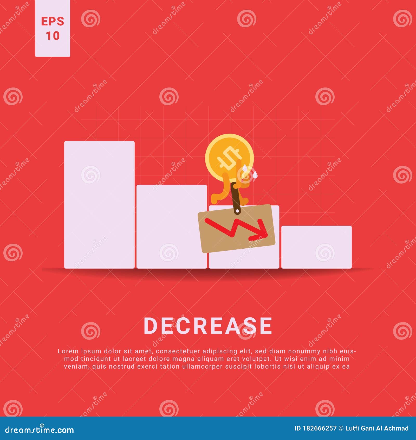 Decrease Rate and Lost Income Flat Vector Stock Vector - Illustration of graphic, economic ...