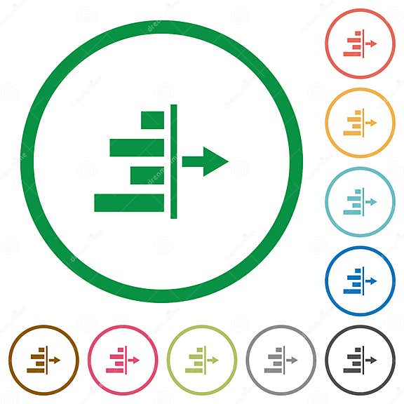 Decrease Right Indent Flat Icons with Outlines Stock Vector - Illustration of frames, green ...