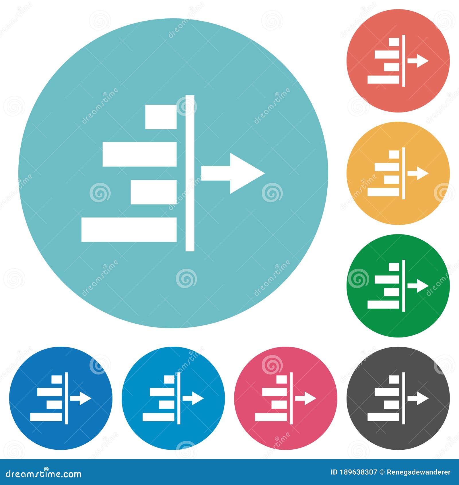 Decrease Right Indentation of Content Flat Round Icons Stock Vector - Illustration of colors ...
